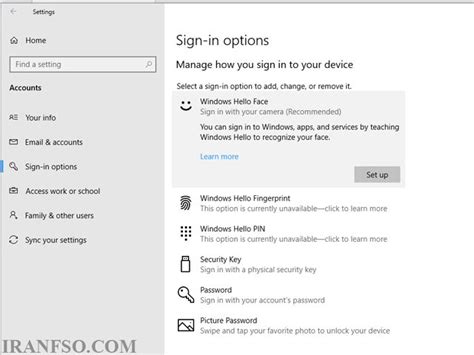 آموزش فعالسازی Windows Hello Face گام به گام کامپیوتر افق