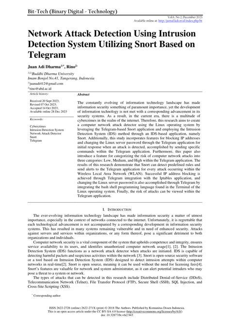 Pdf Network Attack Detection Using Intrusion Detection System