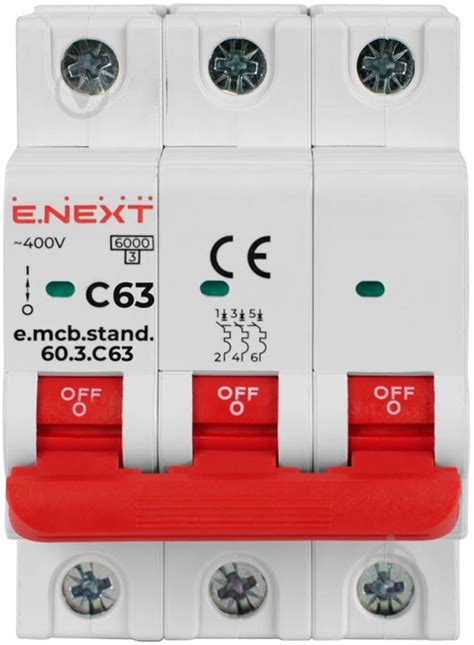 ᐉ Автоматический выключатель E Next E Mcb Stand 60 3 C63 3р 63А C 6кА S002137 • Купить в