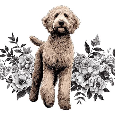 Premium Vector Cute Labradoodle Dog Cartoon Vector Style White Background