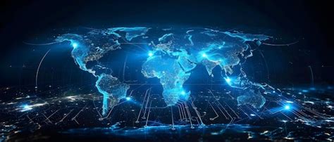 Premium Ai Image Global 5g Connectivity Map Blue Digital Network