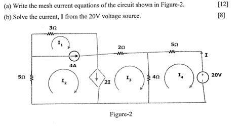 A Write The Mesh Current Equations Of The Circuit Shown In Figure 2 B Solve The Current I