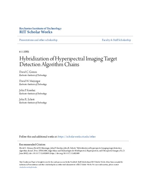 Pdf Hybridization Of Hyperspectral Imaging Target Detection Algorithm