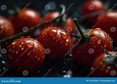 Premium Close Up Shot Of Cherry Tomatoes Drops Of Water Vegetable