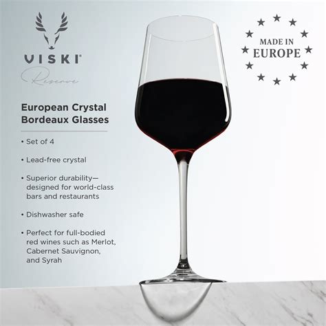Viski Crystal Chardonnay Glasses European Crafted White Wine Glasses