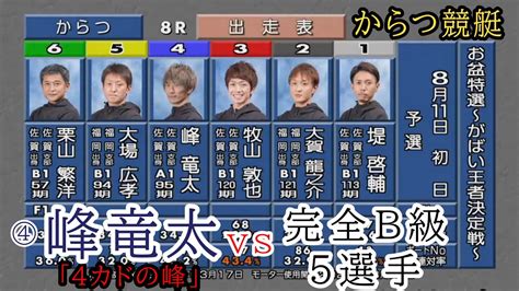 【からつ競艇】大注目④峰竜太vsb級選手戦 Youtube