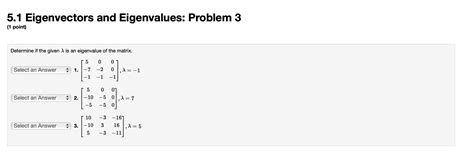 solved 5 1 eigenvectors and eigenvalues problem 3 1 point