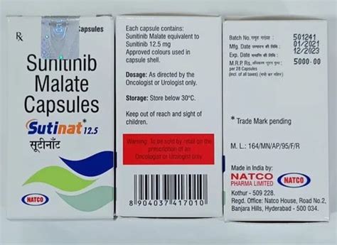 Sutinat Sunitinib 50 Mg Capsule At Rs 6500box Anti Hiv Drugs In