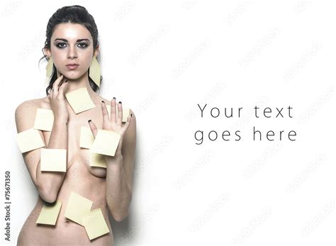 Naked Girl Wearing Post It Notes Card Stock Photo Adobe Stock