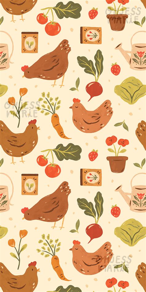 Garden Chickens Pattern Chicken Wallpaper Cute Wallpaper Backgrounds