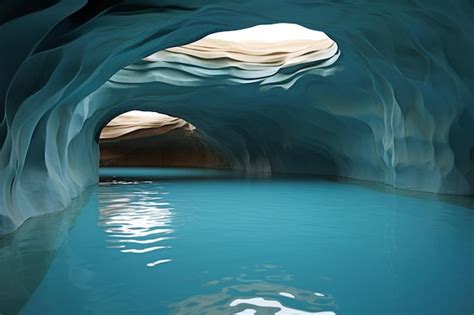 Pool With A Cavelike Structure Premium Ai Generated Image