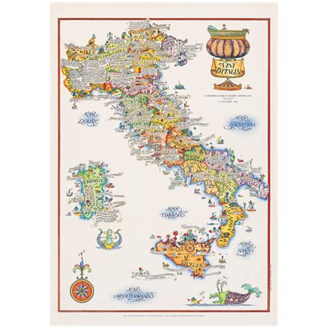 意大利葡萄酒分布图 Wines Of Italy海报餐厅书房欧式布装饰画芯虎窝淘
