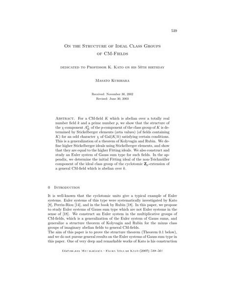 pdf on the structure of ideal class groups of cm fieldskurihara str
