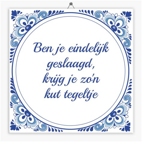 Spreuk Tegeltje Ben Je Eindelijk Geslaagd Krijg Je Zon Kut Tegeltje