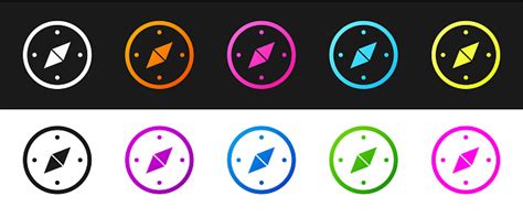 Définissez Licône Compass Isolée Sur Fond Noir Et Blanc Symbole De