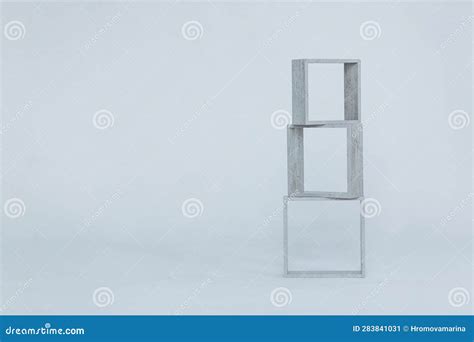 Three Three Dimensional Square Frames On A White Background Stock Image