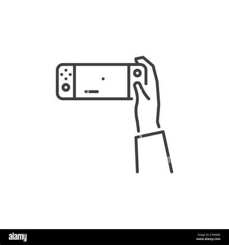 Hand With Handheld Game Console Vector Concept Icon Or Symbol In Thin Line Style Stock Vector