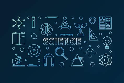 Science Vecteur Contour Bleu Illustration Horizontale Ou Une Bannière