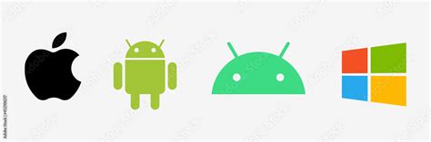 Apple Android And Windows Logo Mobile OS Logo Apple Google Android And Microsoft Windows