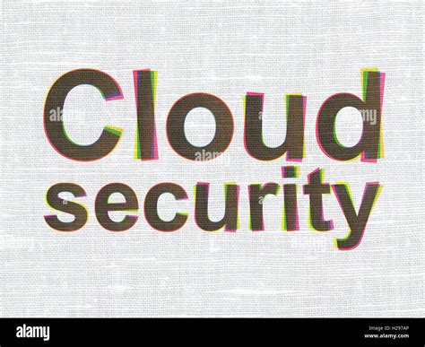 Privacy Concept Cloud Security On Fabric Texture Background Stock