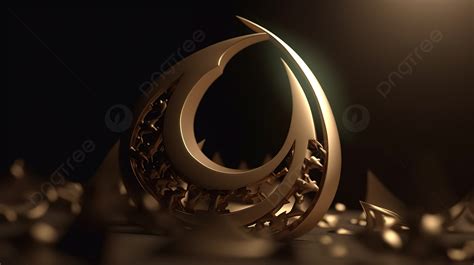 4 Foto 3d Membuat Simbol Bulan Sabit Islam Dengan Teks Ramadan Kareem