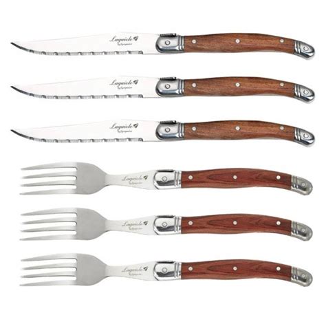 Luxury 6pcs Laguiole Steak Knives Fork Set Stainless Steel Japanese