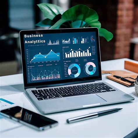 Business Analytics Dashboard Displayed On A Modern Laptop Premium Ai Generated Image