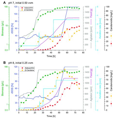 Fed Batch Fermentations Astaxanthin Titers Red Squares β Carotene