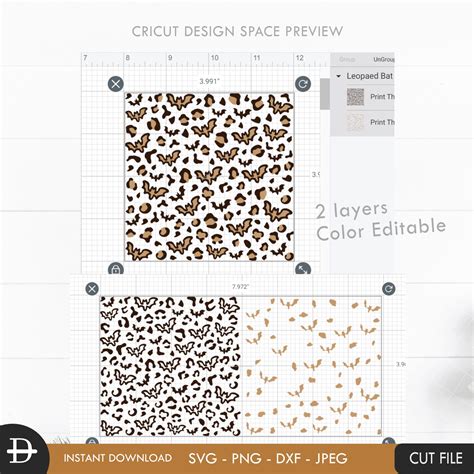 Leopard Bat Pattern Svg Bat Cheetah Pattern Svg Halloween Digital