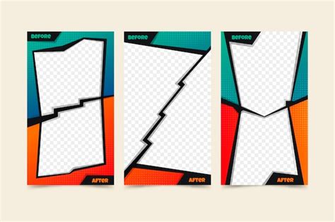 Ig 스토리 컬렉션 전후에 손으로 그린 무료 벡터