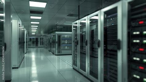 Technology Hubs Modern Server Room With Rows Of Advanced Data Storage