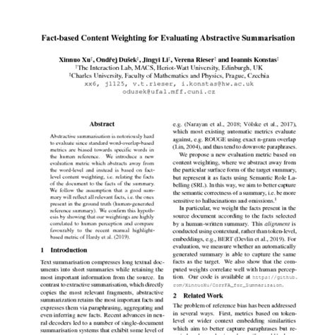 Fact Based Content Weighting For Evaluating Abstractive Summarisation