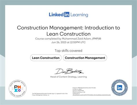 Muhammad Zaid Aslam Assocrics Pmp® On Linkedin Certificate Of