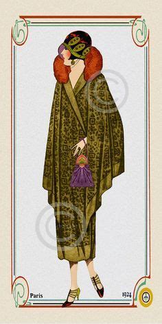 Art Deco Paris Fashion Print Flapper Style Lady Dressed In Black