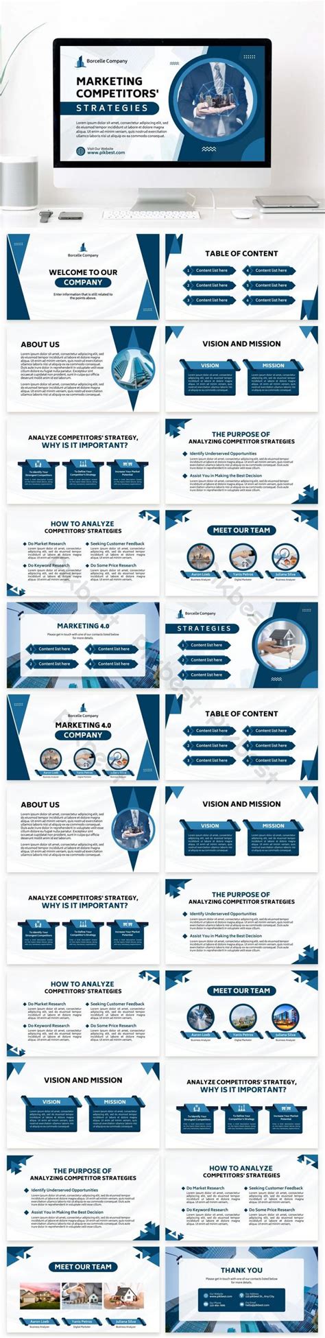 Mẫu Bài Thuyết Trình Powerpoint Về Chủ Đề Kinh Doanh Bất Động Sản Blue