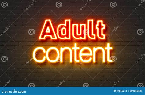 Adult Content Neon Sign On Brick Wall Background Stock Image Image