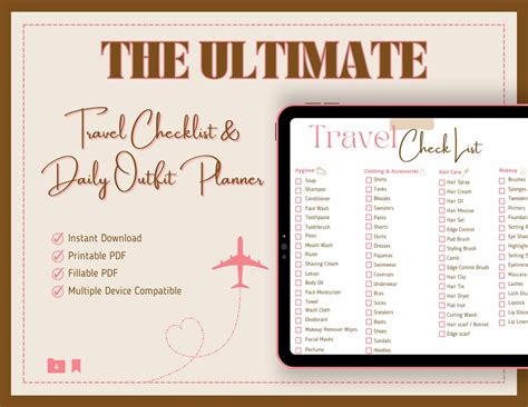 The Ultimate Printable Adult Vacation Travel Checklist Daily Outfit