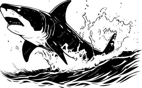 Premium Vector Great White Shark Logo Monochrome Design