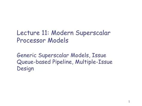 Ppt Lecture 11 Modern Superscalar Processor Models Powerpoint