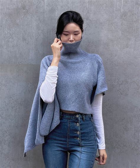 오늘출발🚀 모던 케이프 판쵸 언발 크롭 폴라 숄니트 워머 터틀넥 볼레로 머플러 망토 조끼 베스트 에이블리