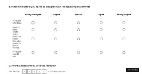 Survey React Examples Codesandbox