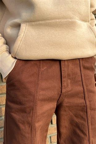 Mini Cep Detay Kahverengi Baggy Pantolon Flaw Wears