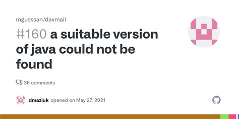 A Suitable Version Of Java Could Not Be Found · Issue 160 · Mguessan