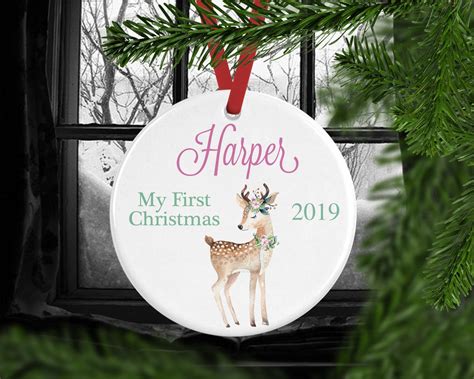 Personalized Babys First Christmas Ornament For Baby Girl Etsy