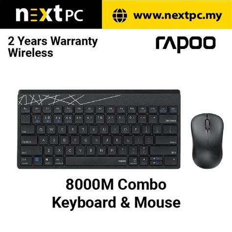 [ready Stock] Rapoo 8000m Multi Mode Keyboard And Mouse Combo Black 2 Years Warranty Lazada