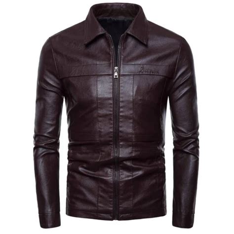 Dropship Mens Faux Leather Jacket Coat Slim Fit Motorcyle To Sell