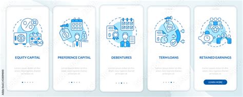 Sources Of Long Term Financing Blue Onboarding Mobile App Screen