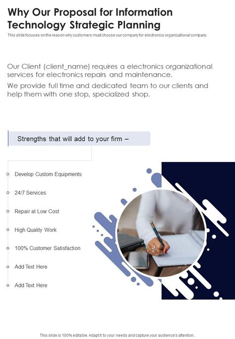 Why Our Proposal For Information Technology Strategic Planning One Pager Sa