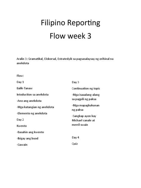 Filipino Reporting Pdf
