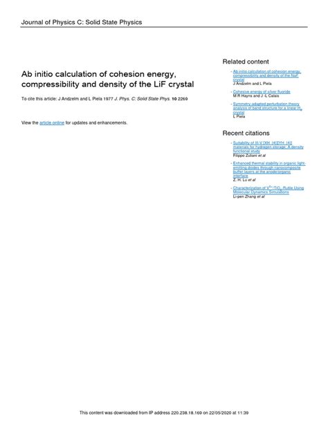 Lif Density Pdf Molecular Orbital Hartreefock Method